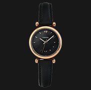 Fossil Carlie Mini ES4700 Ladies Black Mother Of Pearl Dial Black ...