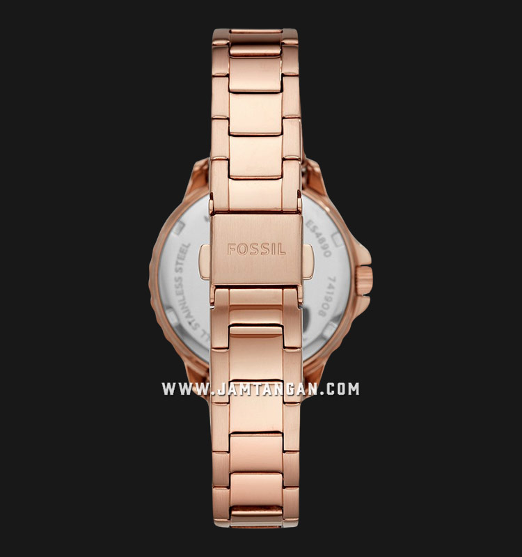 Fossil Izzy ES4782 Rose Gold Dial Rose Gold Tone Stainless Steel Strap ...