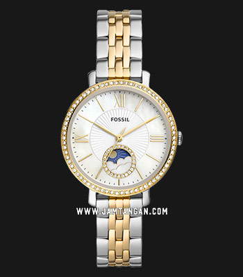 Fossil Jacqueline ES5166 Sun Moon Mother Of Pearl Dial Dual Tone ...