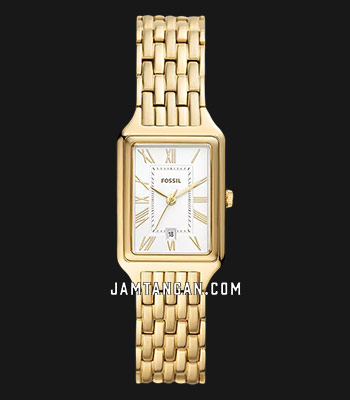 Fossil Raquel ES5220 Ladies White Dial Gold Stainless Steel Strap ...