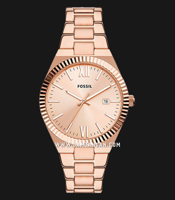 Fossil Scarlette ES5258 Ladies Rose Gold Dial Rose Gold Stainless Steel ...