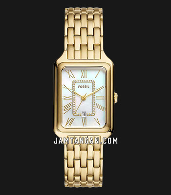 Fossil Raquel ES5304 Ladies White Mother Of Pearl Dial Gold Stainless ...