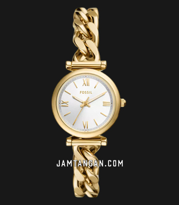 Fossil Carlie ES5329 Ladies Silver Dial Gold Stainless Steel Strap ...