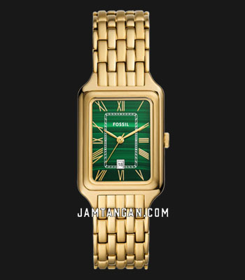 Fossil Raquel ES5341 Ladies Green Dial Gold Stainless Steel Strap ...