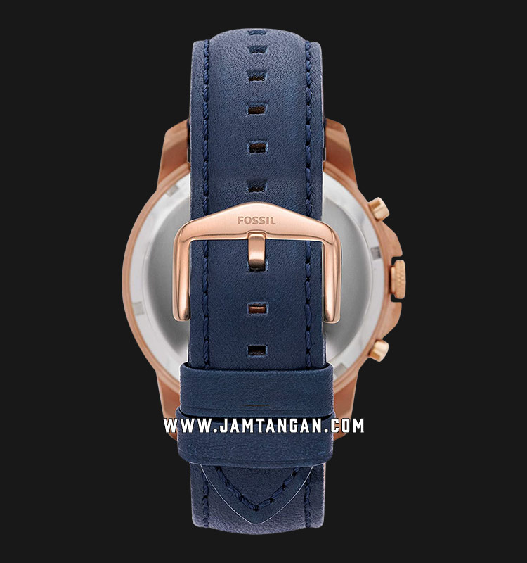 Fossil Grant FS4835 Chronograph Blue Dial Navy Leather Strap ...