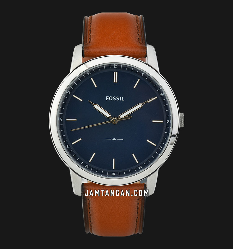 Fossil Minimalist FS5304 Men Blue Dial Light Brown Leather Strap ...