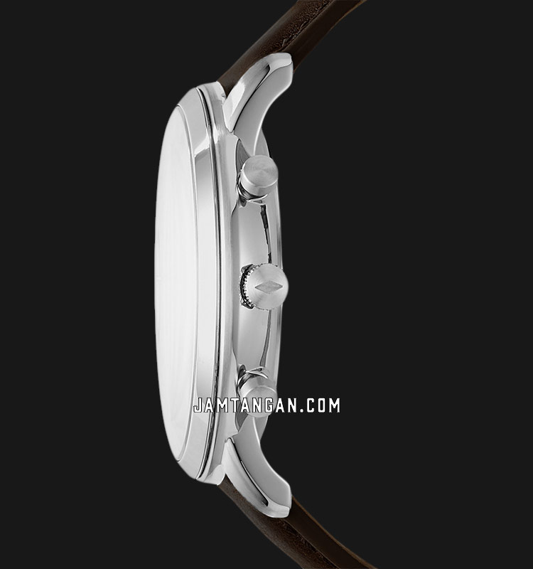 Fossil Neutra FS5380 Chronograph Men Beige Dial Brown Leather Strap ...