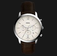 Fossil Neutra FS5380 Chronograph Men Beige Dial Brown Leather Strap ...