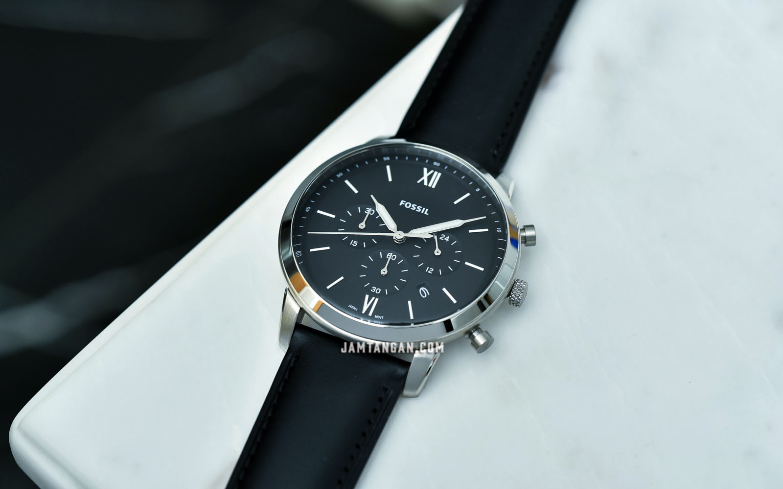 Fossil Neutra FS5452 Chronograph Black Dial Black Leather Strap ...