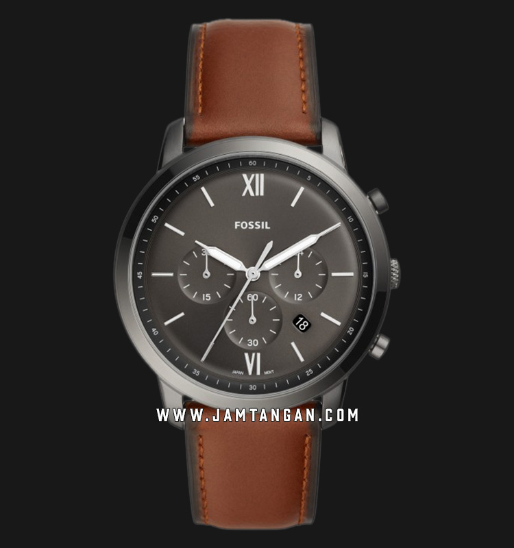 Fossil Neutra FS5512 Chronograph Grey Dial Brown Leather Strap ...