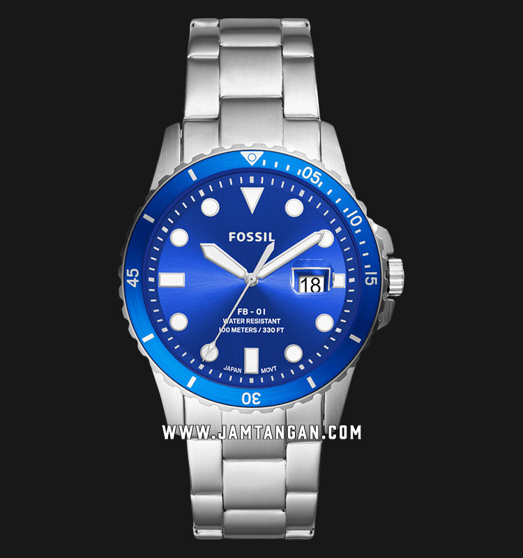 Fossil FB-01 FS5669 Men Blue Dial Stainless Steel Strap | Jamtangan.com