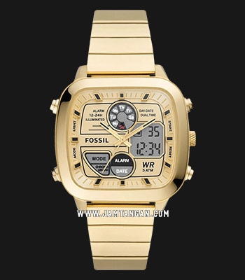 Fossil Retro FS5889 Chronograph Men Digital Analog Dial Gold Stainless ...