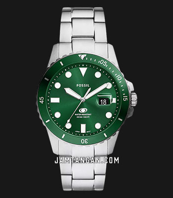 Fossil Blue Dive FS6033 Men Green Dial Stainless Steel Strap ...