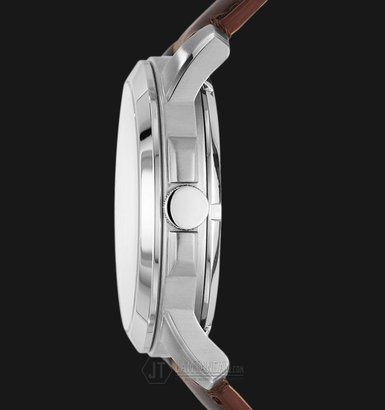 Fossil Grant ME3099 Beige Skeleton Dial Brown Leather Strap | Jamtangan.com