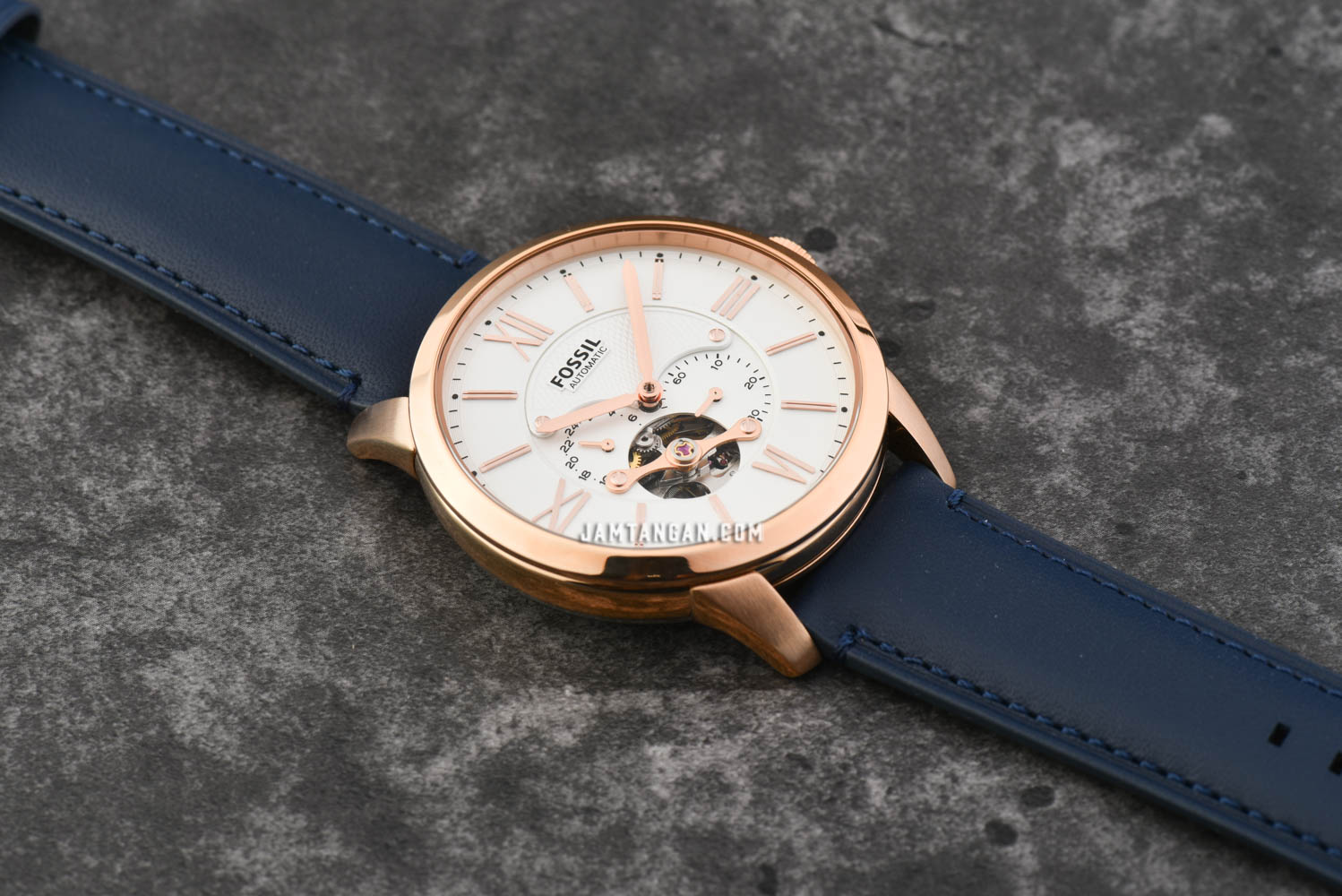 Fossil Townsman ME3171 Automatic Open Heart White Dial Blue Navy ...