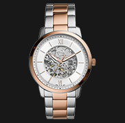 Fossil Neutra ME3196 Automatic Men Semi Skeleton Dial Two Tone ...