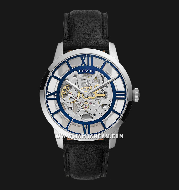 Fossil Townsman ME3200 Automatic Skeleton Dial Black Leather Strap ...