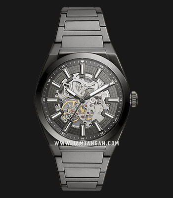 Fossil Everett ME3206 Automatic Men Grey Skeleton Dial Smoke Stainless ...