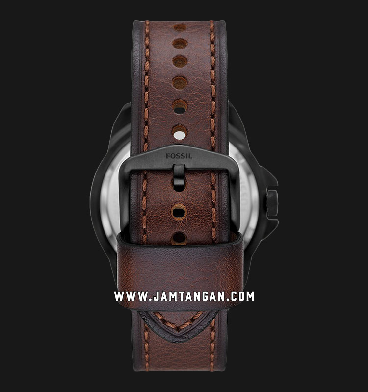 Fossil Bronson ME3219 Automatic Skeleton Dial Dark Brown Leather Strap ...