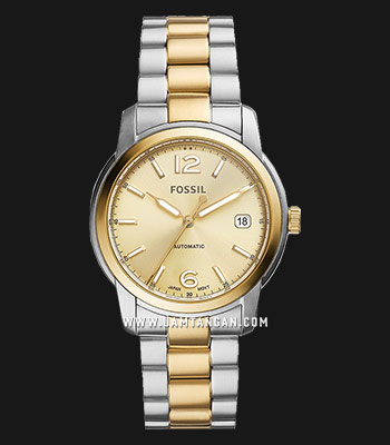 Fossil Heritage ME3228 Automatic Gold Dial Dual Tone Stainless Steel ...