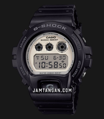 Casio G-Shock DW-6900WD-1 DW-6900WD-1DR Black And Briliant White Digital Dial Black Resin Band ...