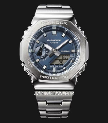Casio G-Shock GM-2110D-2BER G-Steel CasiOak Navy Blue Dial Stainless ...