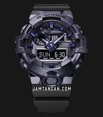 Casio G-Shock GM-700P-6A GM-700P-6AJF G-Steel Metal Clad Purple Digital Analog Dial Black Resin ...