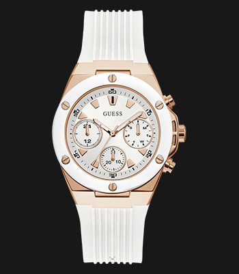 Guess Athena GW0030L3 Ladies White Dial White Silicone Strap ...
