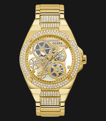 Guess Big Reveal GW0323G2 Gold Sunray Dial Gold Stainless Steel Strap ...