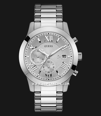 Guess Atlas W0668G7 Chronograph Silver Dial Stainless Steel Strap ...