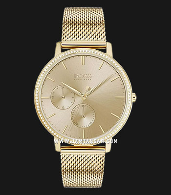 Hugo Boss Infinity 1502520 Ladies Gold Dial Gold Mesh Strap | Jamtangan.com