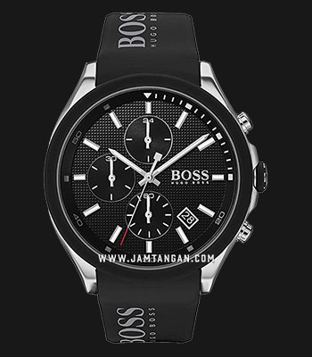 Hugo Boss Velocity 1513716 Men Chronograph Black Dial Black Rubber ...