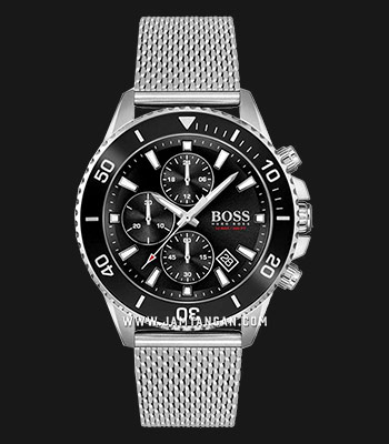 Hugo Boss Admiral 1513904 Men Chronograph Black Dial Silver Mesh Strap ...