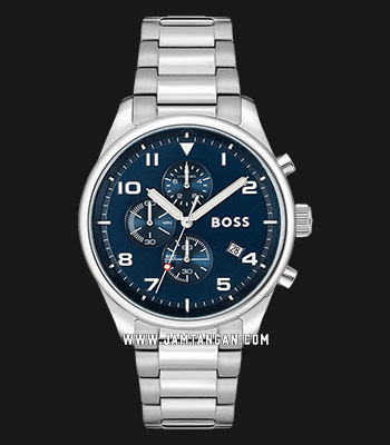 Hugo Boss View 1513989 Chronograph Blue Dial Stainless Steel Strap ...