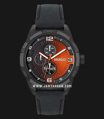 Hugo Boss Grip 1530275 Chronograph Men Dual Tone Dial Black Leather ...