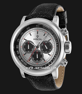 INVICTA Vintage 37784 Panda Chronograph Dual Tone Dial Black Leather ...