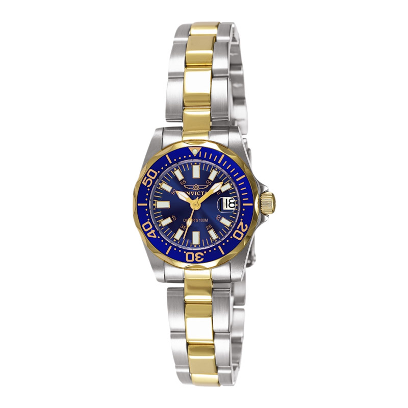 INVICTA Signature 7064 Lady Bue Dial Dual Tone Stainless Steel Strap ...