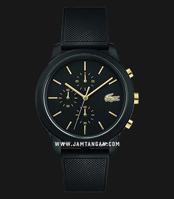 Lacoste 12.12 2011012 Chronograph Men Analog Black Dial Black Silicone ...