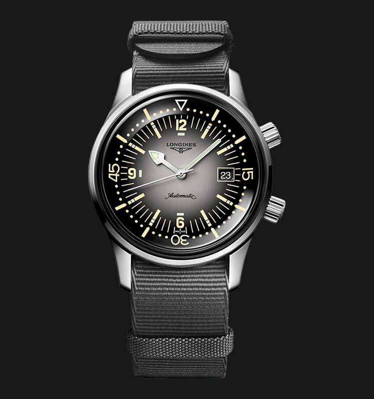 Longines Legend Diver L37744702 Automatic Gradient Dial Grey Synthetic ...