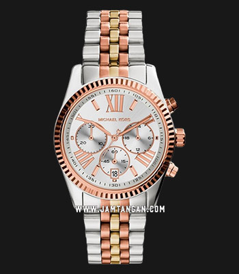 Michael Kors Lexington MK5735 Chronograph Silver Dial Dual Tone ...