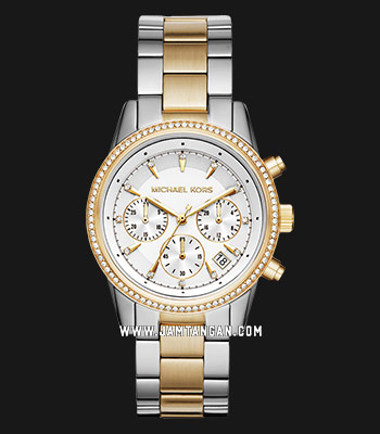 Michael Kors Ritz MK6474 Chronograph White Dial Dual Tone Stainless ...