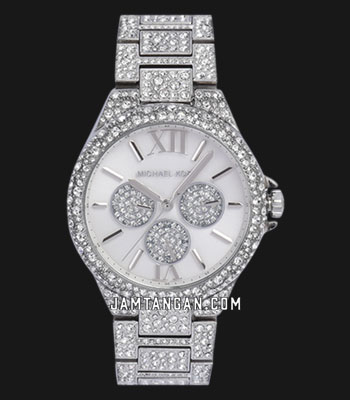 Michael Kors Camille MK6957 Ladies Silver Dial Full Diamond Stainless ...