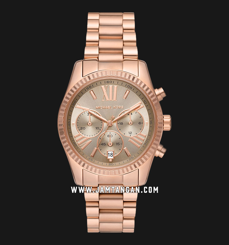 Michael Kors Lexington MK7217 Woman Beige Dial Rose Gold Stainless ...