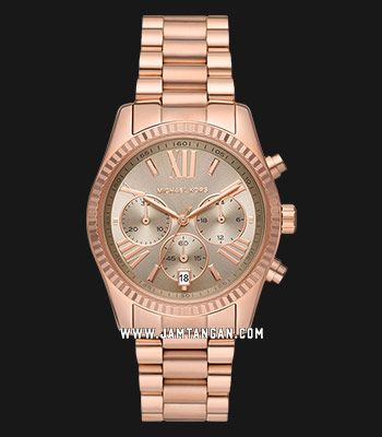 Michael Kors Lexington MK7217 Woman Beige Dial Rose Gold Stainless ...