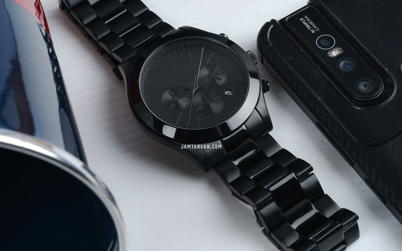 Michael Kors Slim Runway MK8919 Chronograph Men Black Dial Black ...