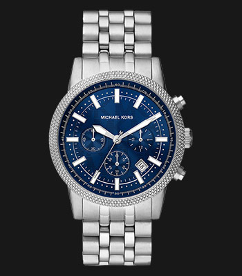 Michael Kors Hutton MK8952 Chronograph Men Blue Dial Stainless Steel ...