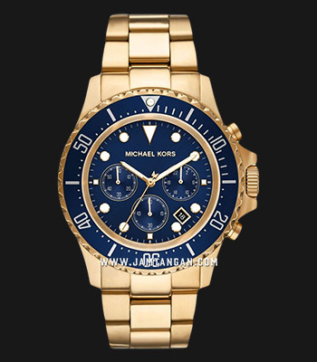 Michael Kors Everest MK8978 Chronograph Men Navy Blue Dial Gold ...