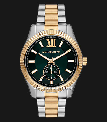 Michael Kors Lexington MK9063 Men Multifunction Green Dial Dual Tone ...