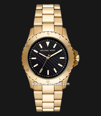 Michael Kors Everest MK9078 Men Black Dial Gold Stainless Steel Strap ...