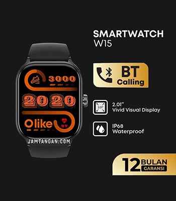 Olike Zenith W15 Smartwatch Digital Dial Black Rubber Strap | JAMTANGAN.COM
